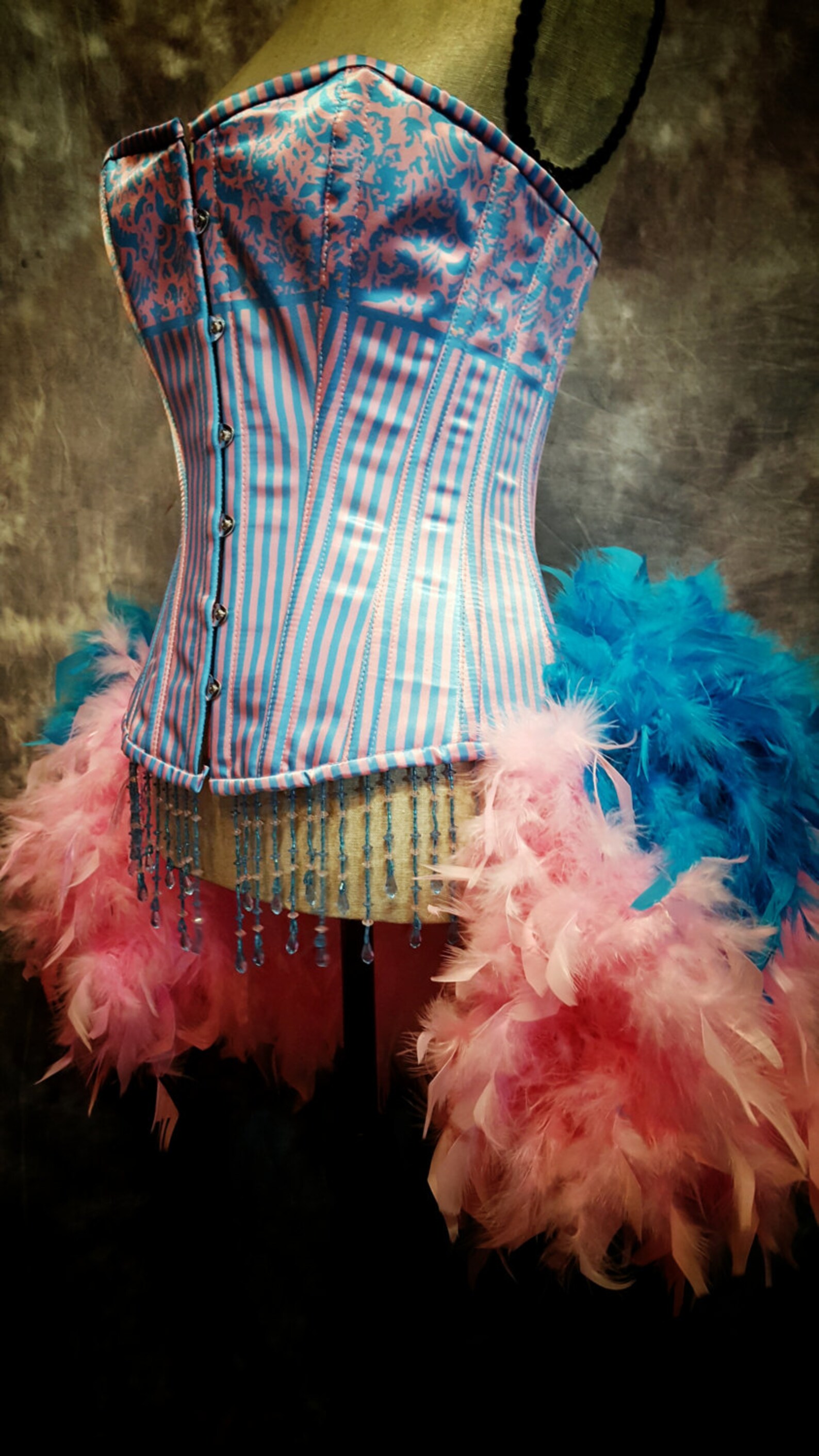 BUBBLE GUM Striped corset Circus burlesque costume pink blue | Etsy