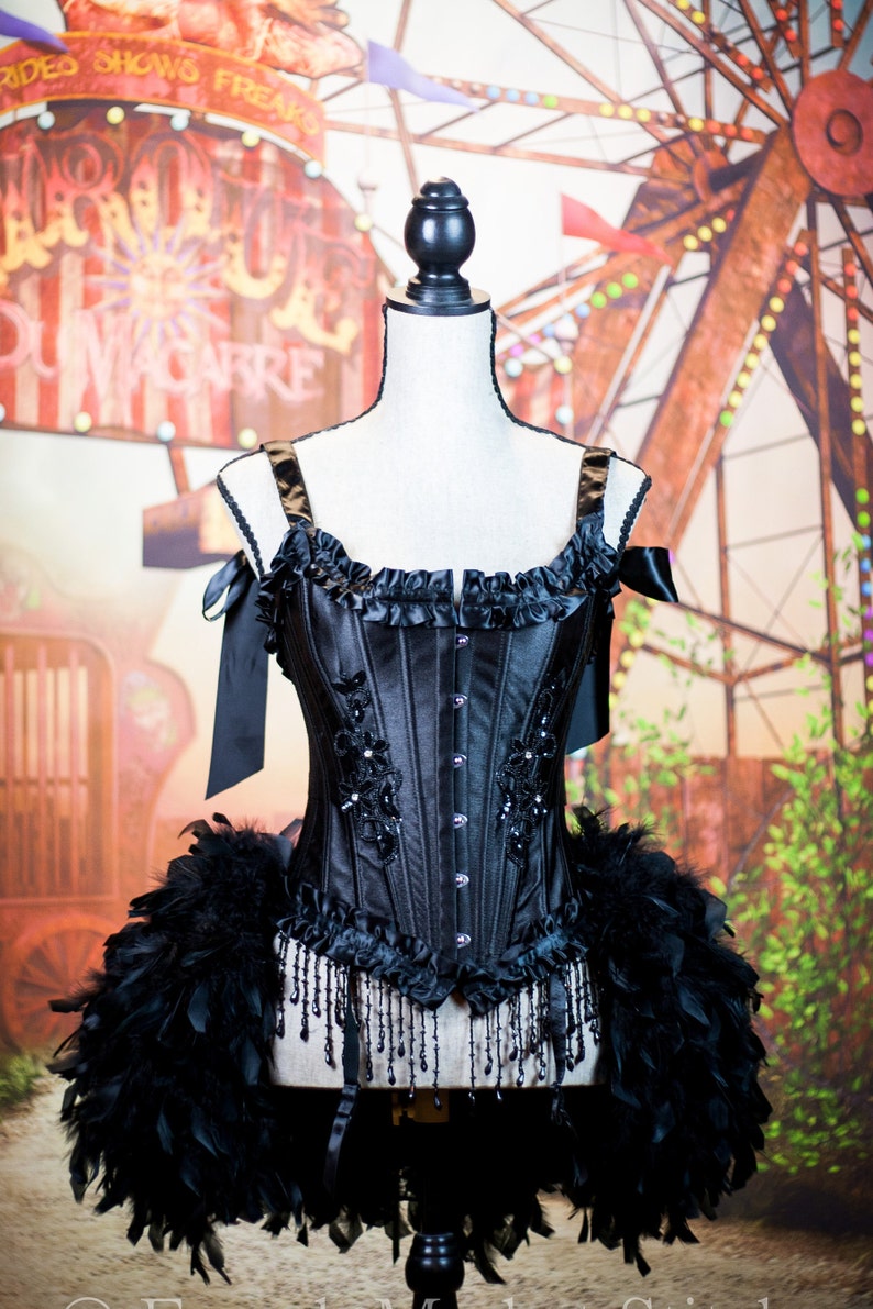 TWILIGHT Burlesque Costume Corset Black Swan Cosplay Feather - Etsy