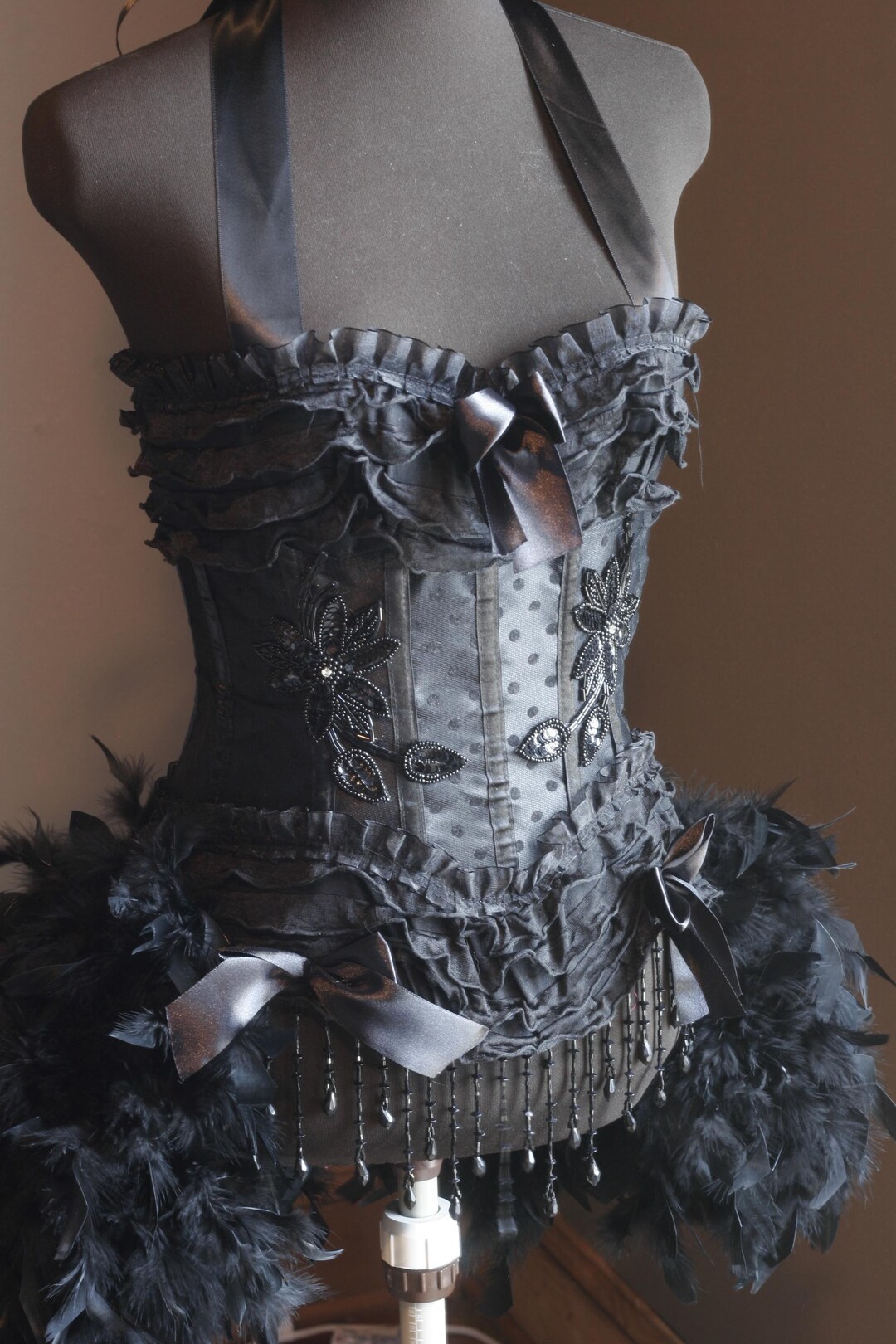 BLACK SWAN Feather Cosplay Day of the Dead Steampunk Dress Burlesque ...