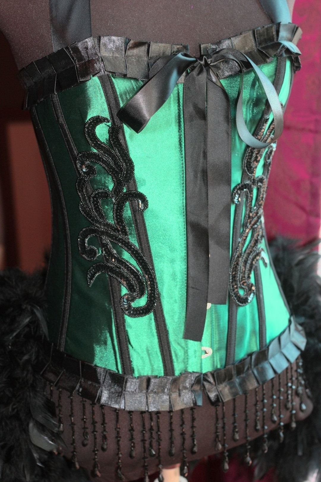 ABSINTHE Circus Burlesque Corset Costumes Black Outfit Green Fairy - XL ...