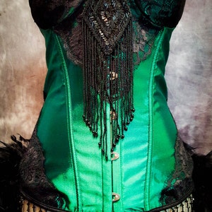 GREEN FAIRY Burlesque Costume Circus Vintage-style Sequin Beaded Corset ...