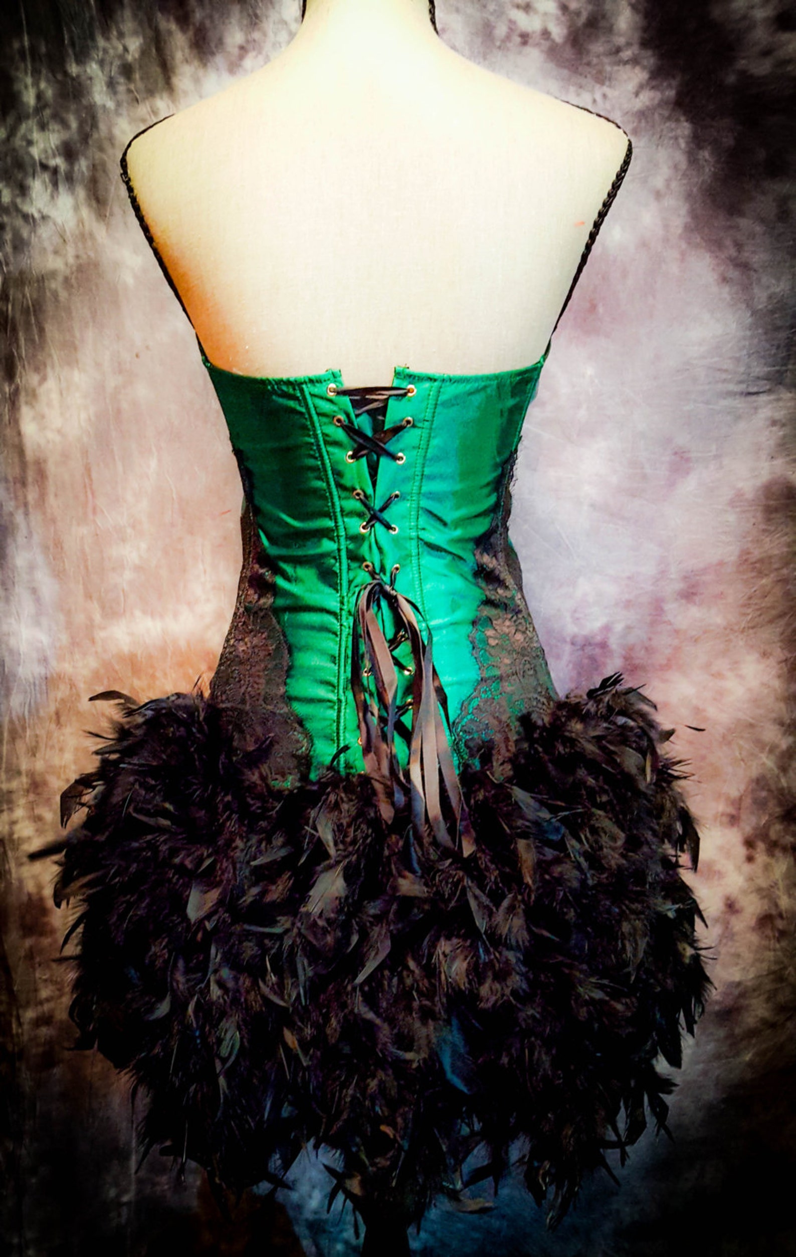 GREEN FAIRY Burlesque Costume Circus Vintage-style Sequin Beaded Corset ...