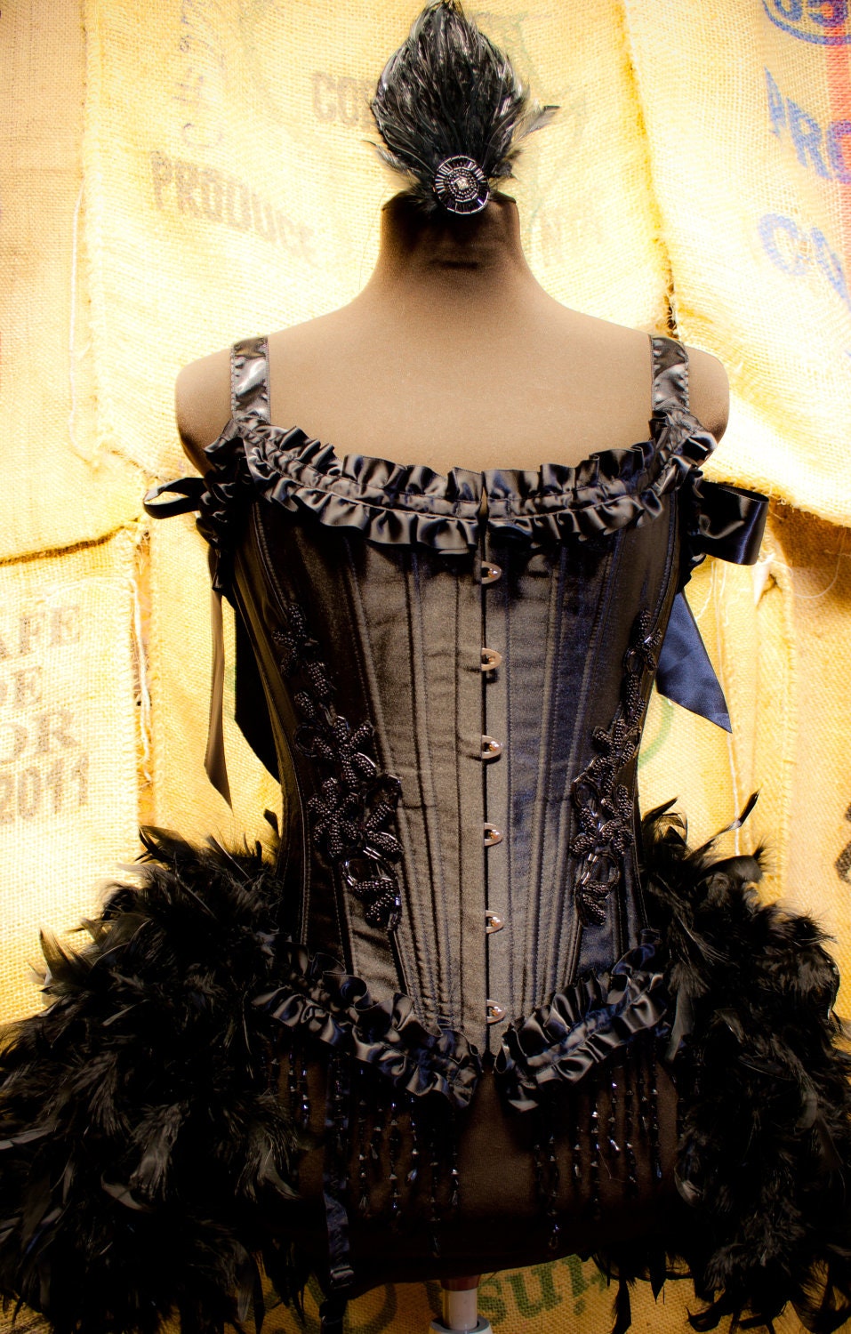 TWILIGHT Plus Size 2XL Burlesque Showgirl Corset Costume Sexy Black ...