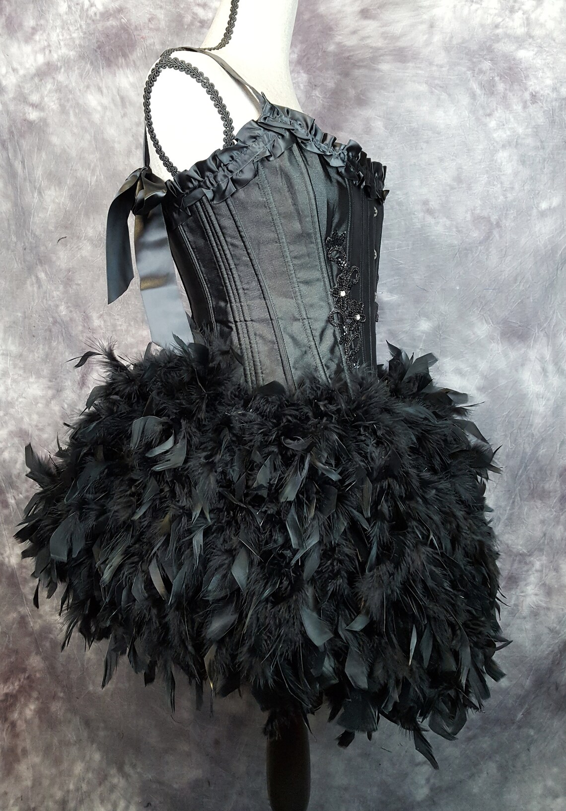 TWILIGHT Black Swan Burlesque Costume Corset Ballerina Sequins Corset ...