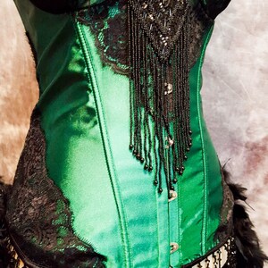 GREEN FAIRY Burlesque Costume Circus Vintage-style Sequin Beaded Corset ...