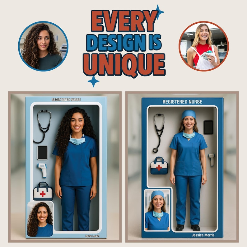 Personalized Nurse Action Figure Wall Art - RN Portrait Gift for ...