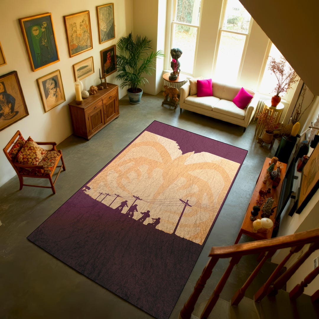 Stranger Things Rug - Retro Silhouette Area Rug, Unique Sci-fi Carpet ...