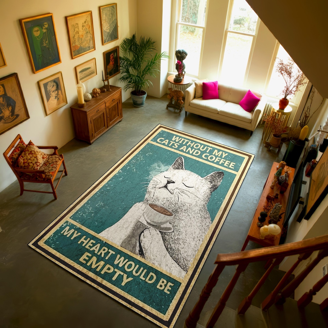 Without My Cats and Coffee Cozy Cat Area Rug – Vintage-inspired Design ...