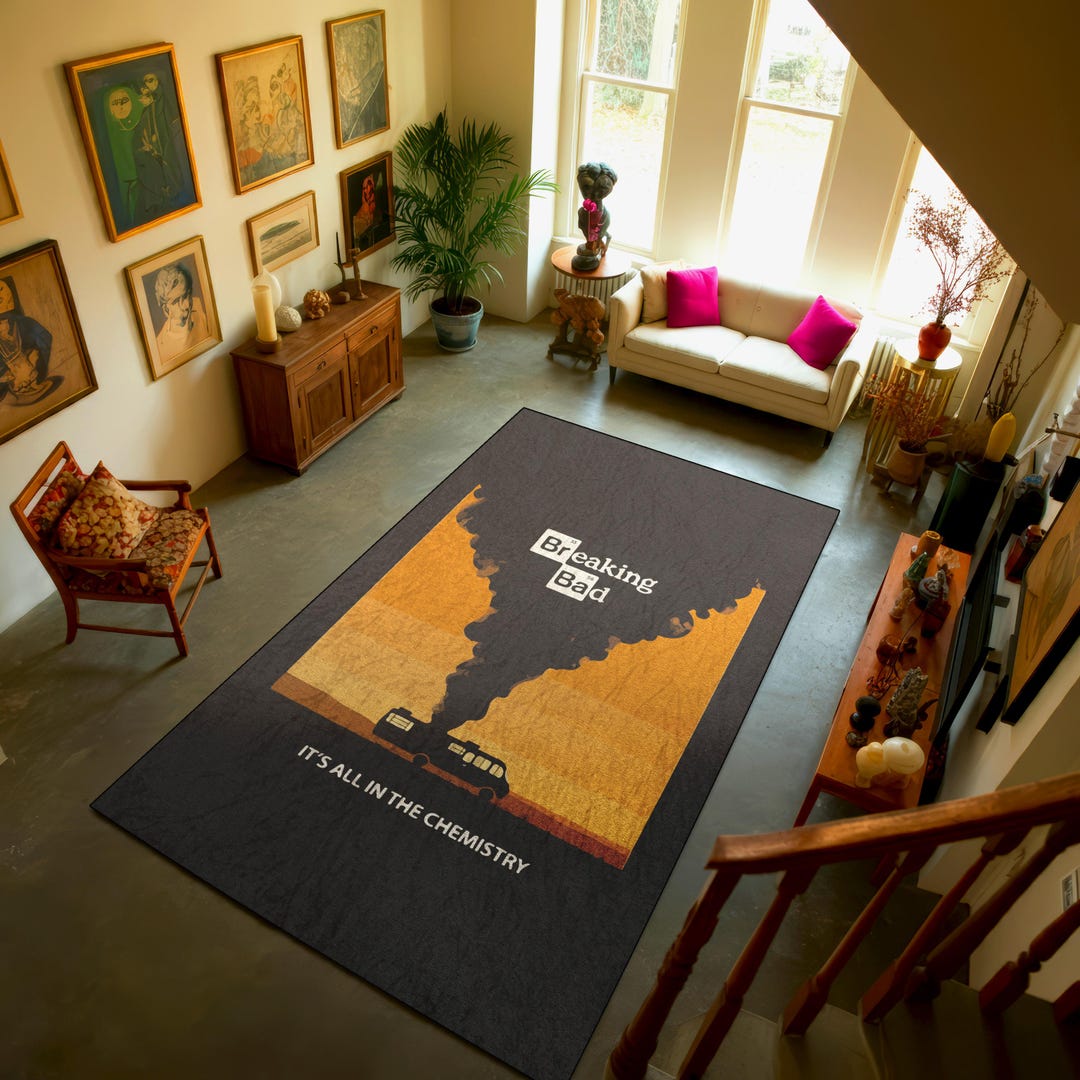 Breaking Inspired Area Rug Iconic Desert Scene With RV and Smoke Design ...