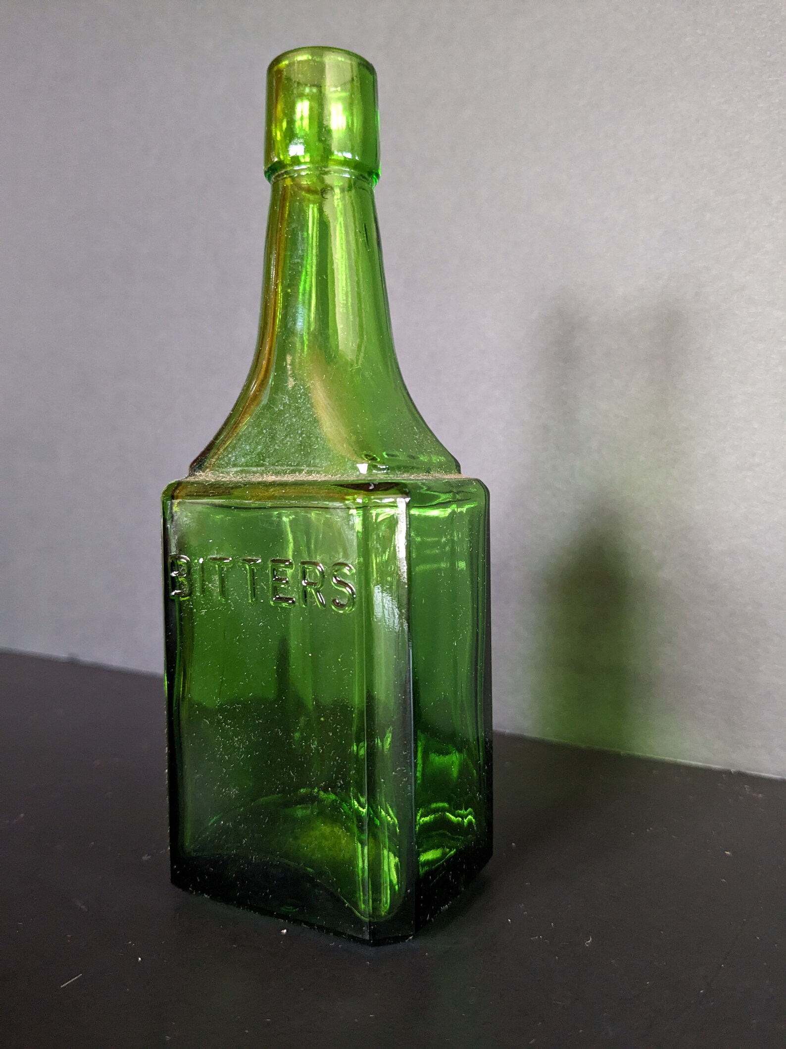 Green Bitters Bottle, Early American Pressed Glass, EAPG, No Stopper ...