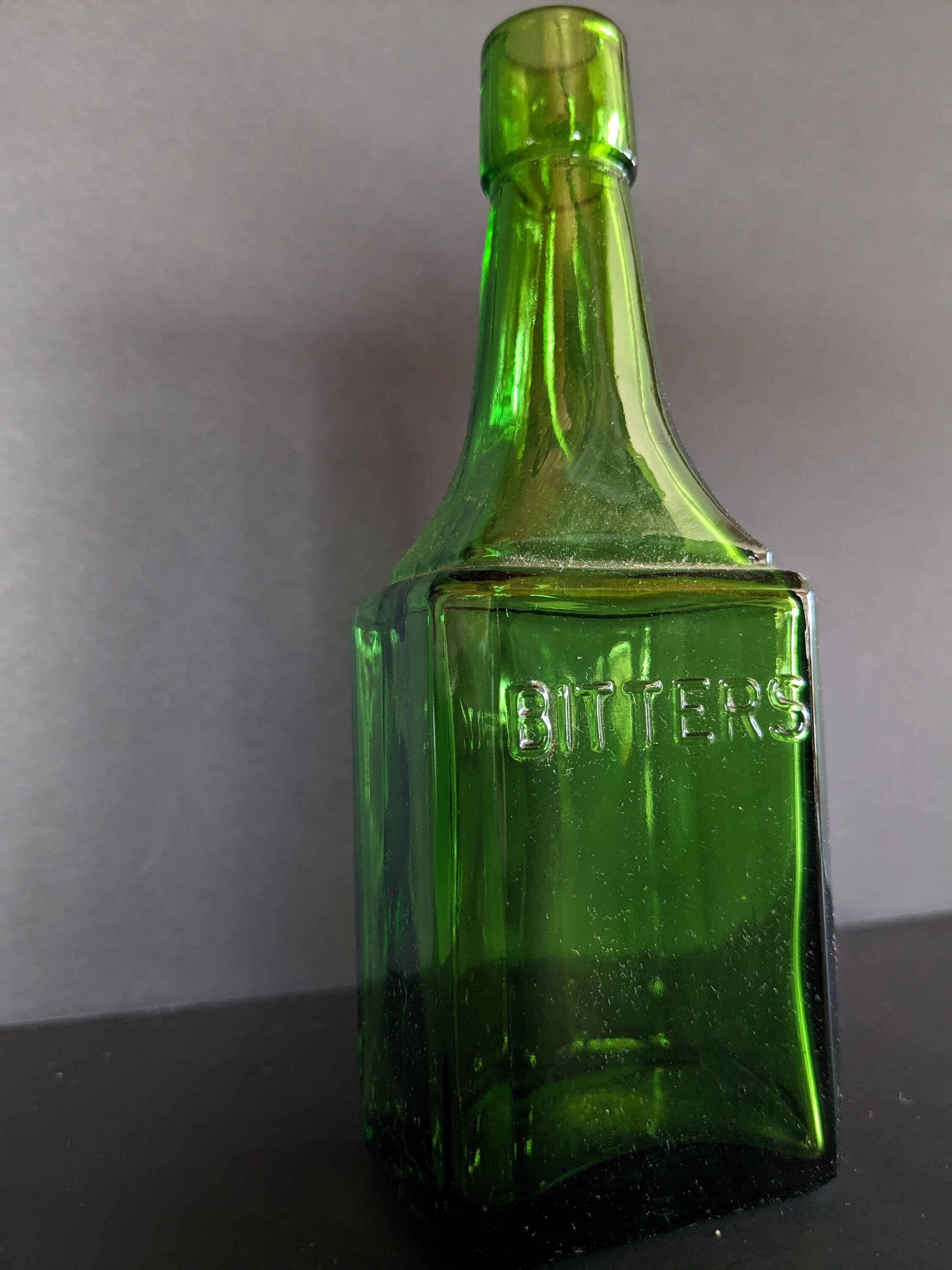 Green Bitters Bottle, Early American Pressed Glass, EAPG, No Stopper ...