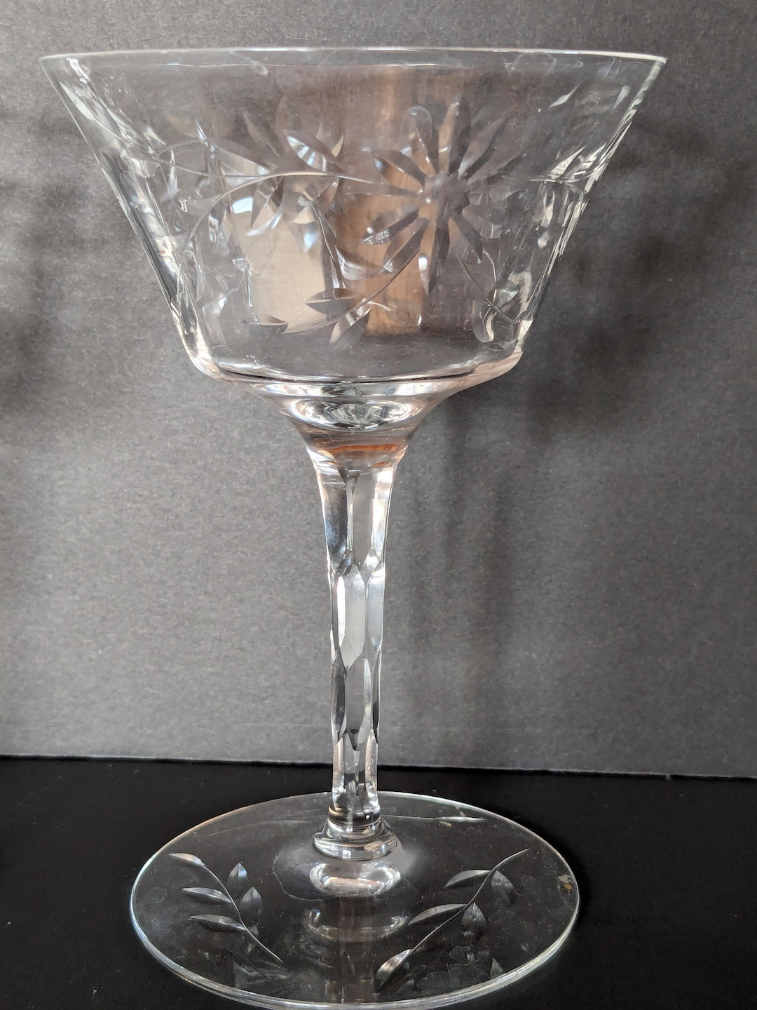 Two Tiffin-franciscan Tall Sherbet / Champagne Flutes - Pressed Glass ...