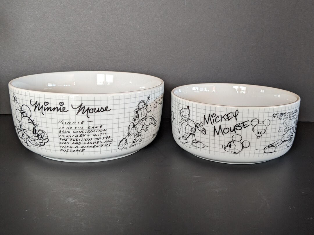 Mickey and Minnie Blueprint Bowls, Disney Sketchbook Bowls, Mickey ...