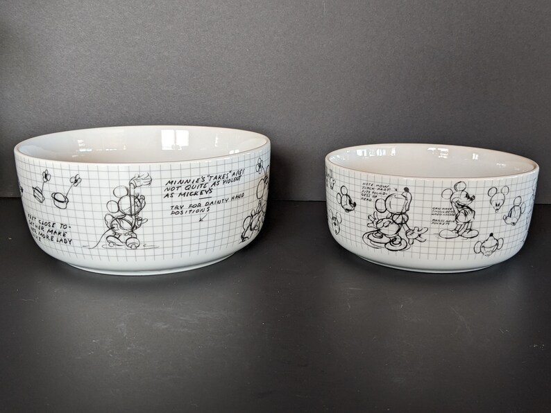 Mickey and Minnie Blueprint Bowls, Disney Sketchbook Bowls, Mickey ...