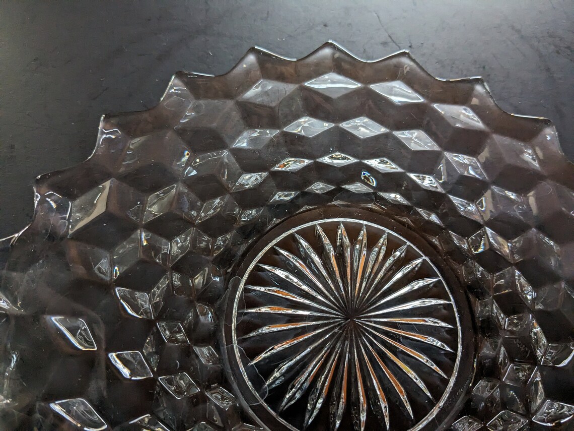 Fostoria American Cube Glass Double Handle Cake Plate, Vintage Kitchen ...