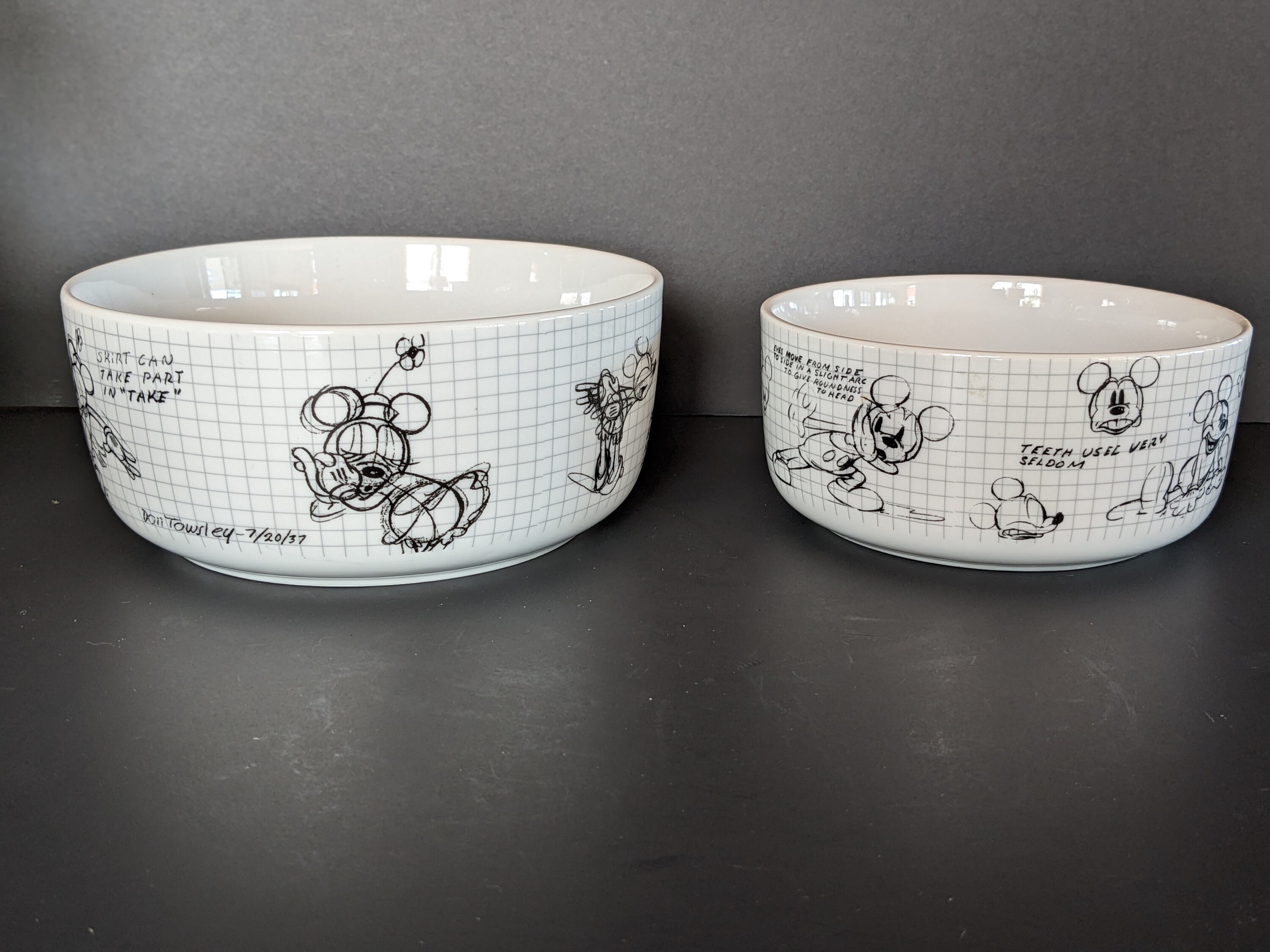 Mickey and Minnie Blueprint Bowls, Disney Sketchbook Bowls, Mickey ...