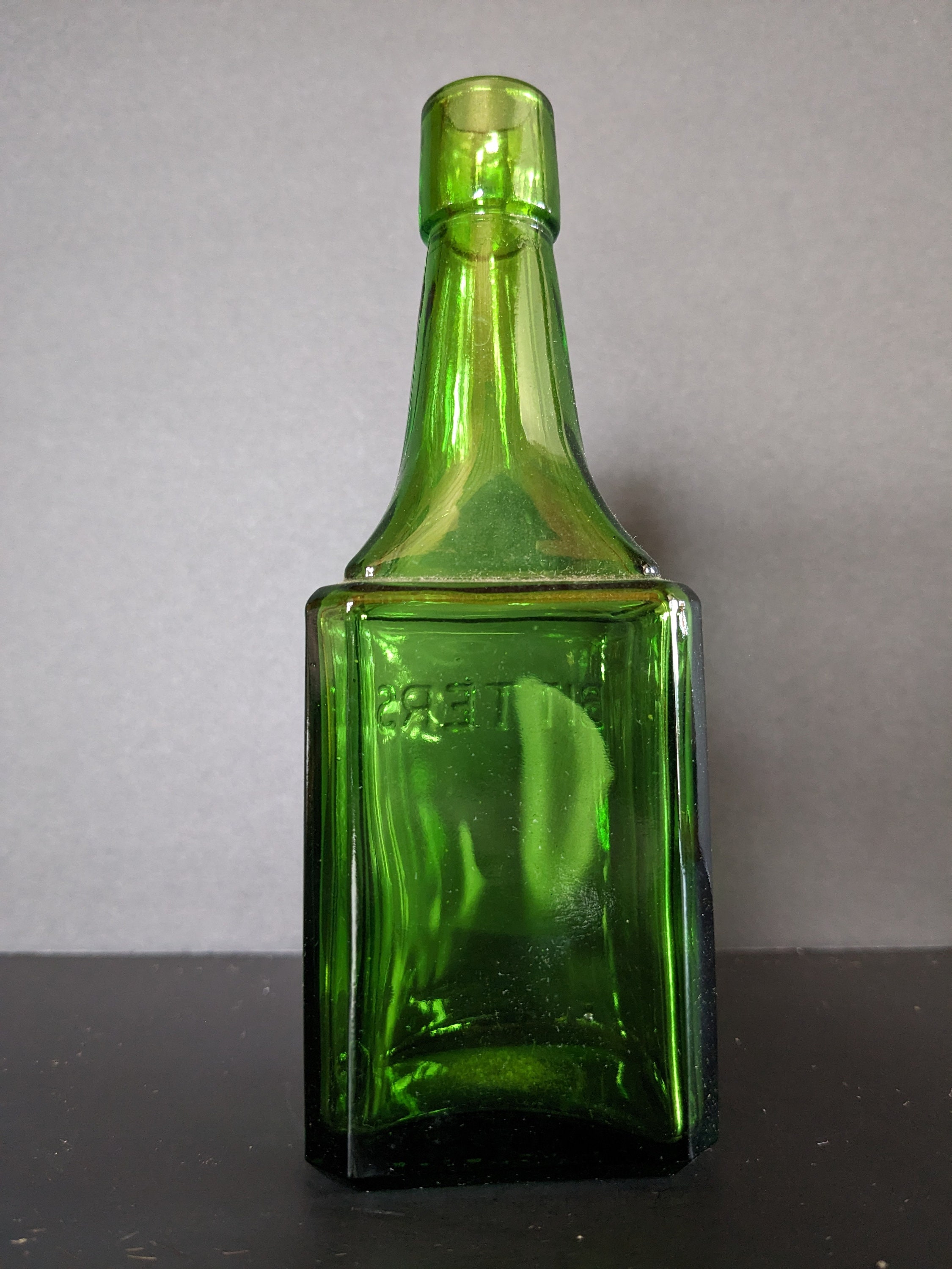 Green Bitters Bottle, Early American Pressed Glass, EAPG, No Stopper ...