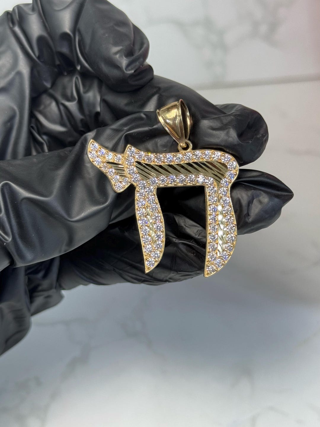 14kt Gold Jewish Hebrew Chai Symbol Pendant - Etsy