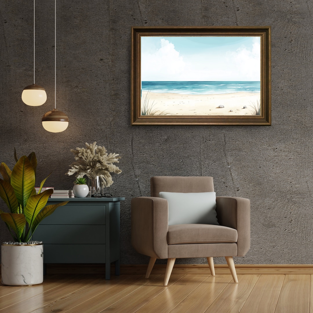 Beach Scene Wall Art, Coastal Ocean Print, Summer Home Decor, Seaside ...