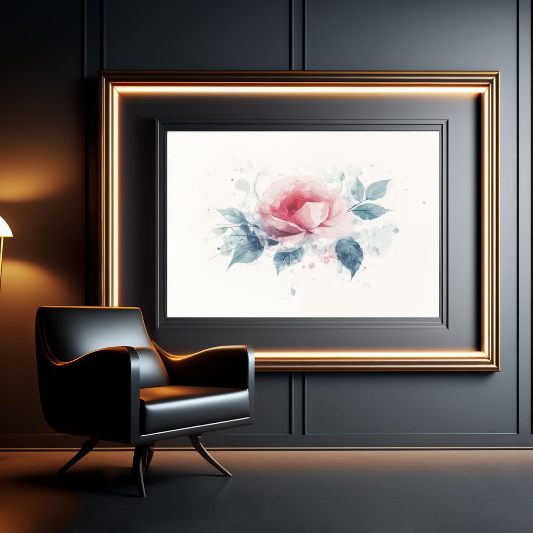 Watercolor Rose Wall Art Print, Floral Art Decor, Modern Home Decor ...
