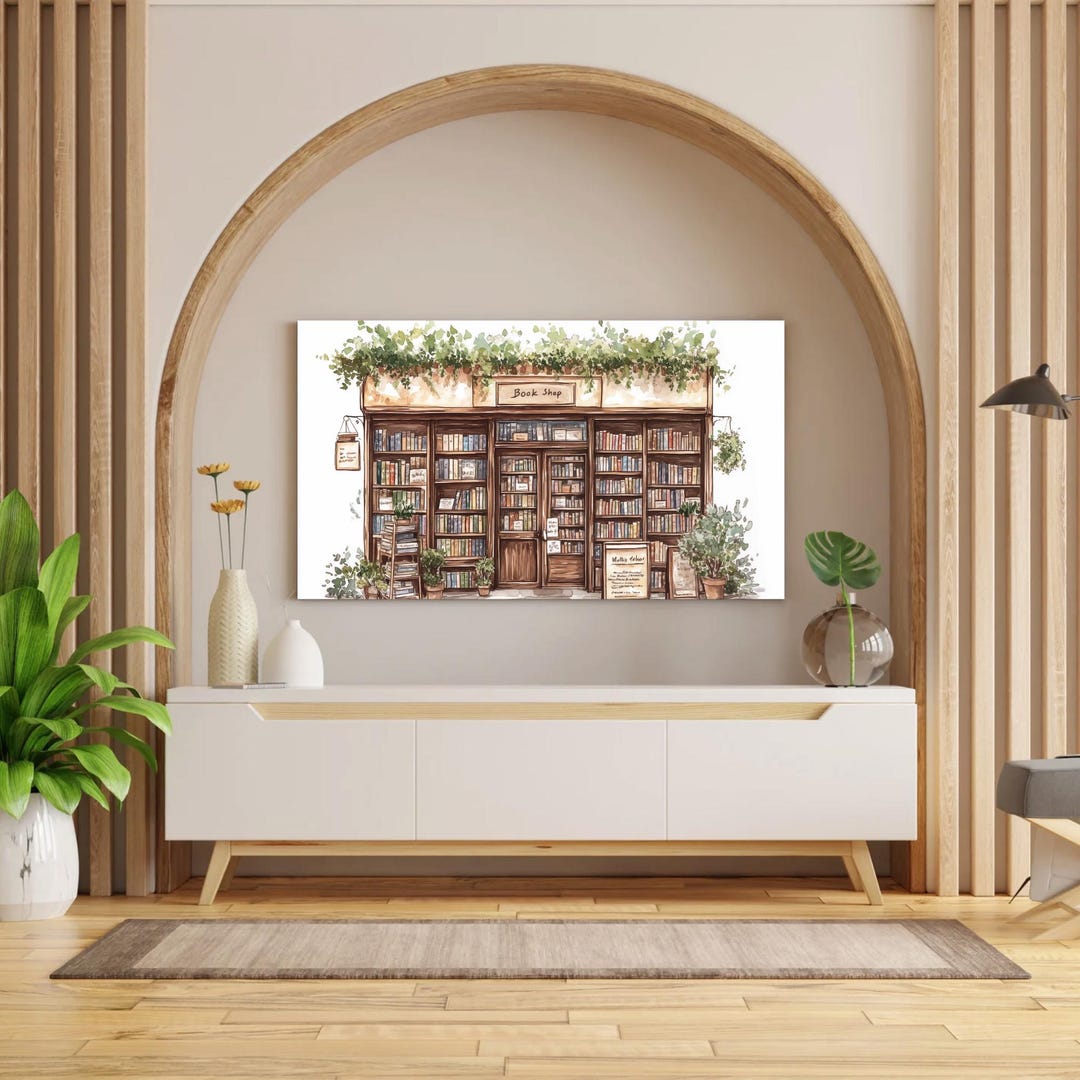 Vintage Bookstore Wall Art, Literary Lover Print, Cozy Book Shop ...