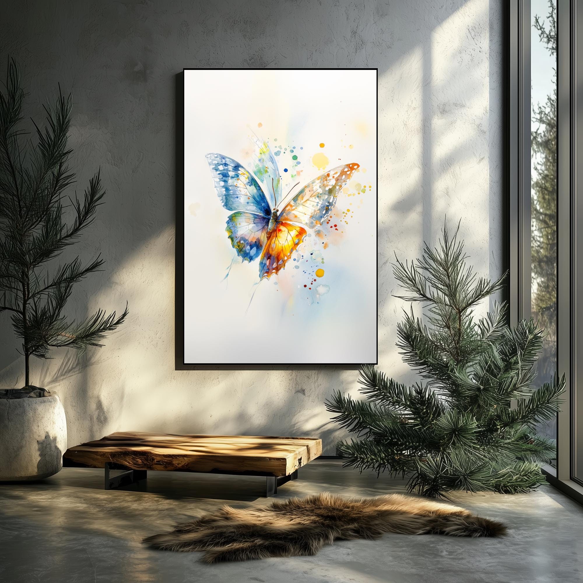 Watercolor Butterfly Wall Art Print, Vibrant Butterfly Decor, Colorful ...