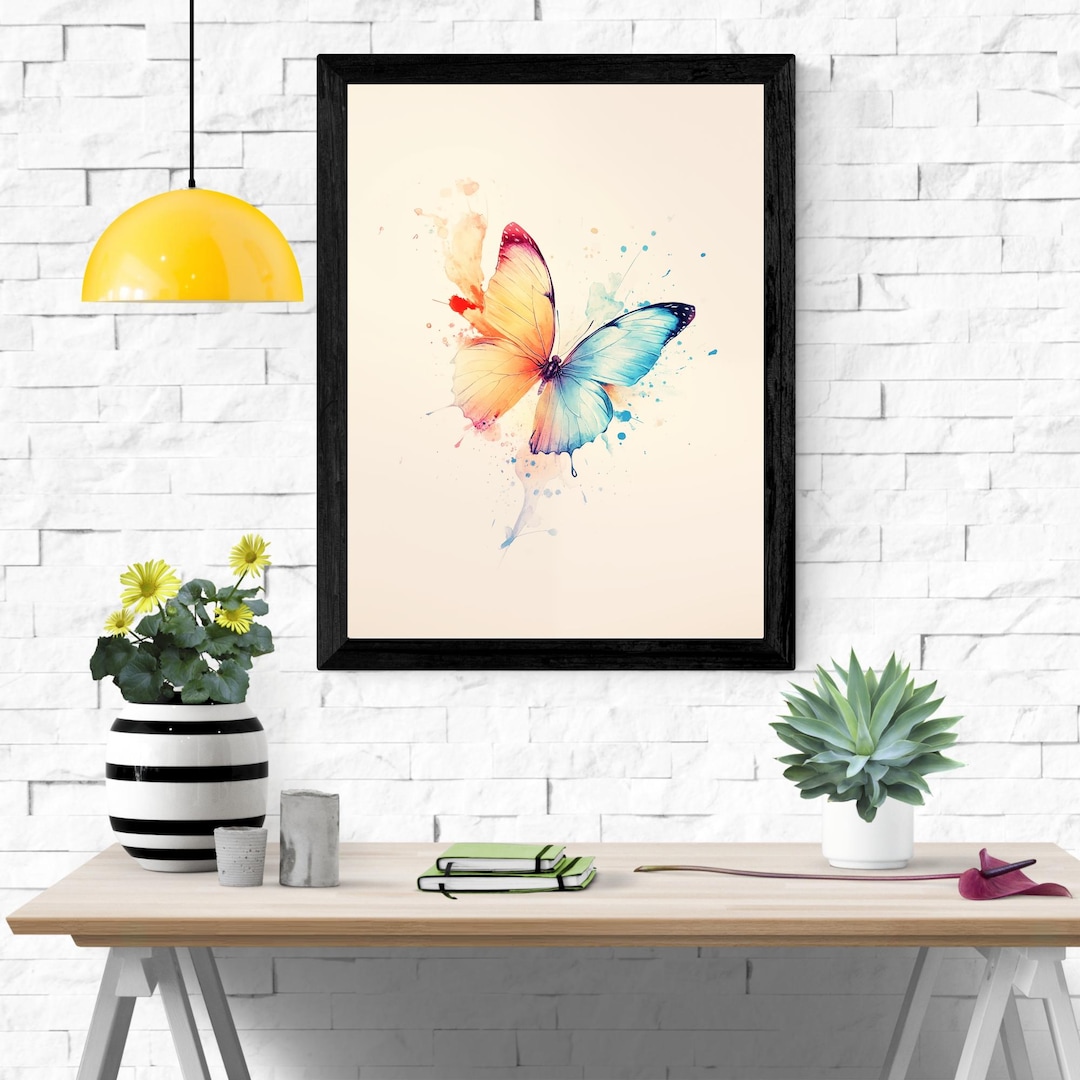 Colorful Butterfly Wall Art, Modern Butterfly Print, Watercolor ...