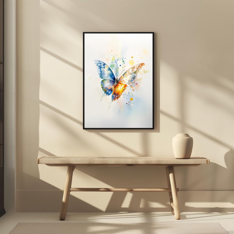 Watercolor Butterfly Wall Art Print, Vibrant Butterfly Decor, Colorful ...