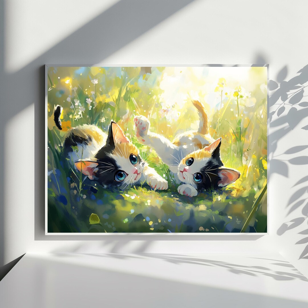 Cute Kitten Wall Art, Cats Playing Wall Decor, Adorable Pet Print ...