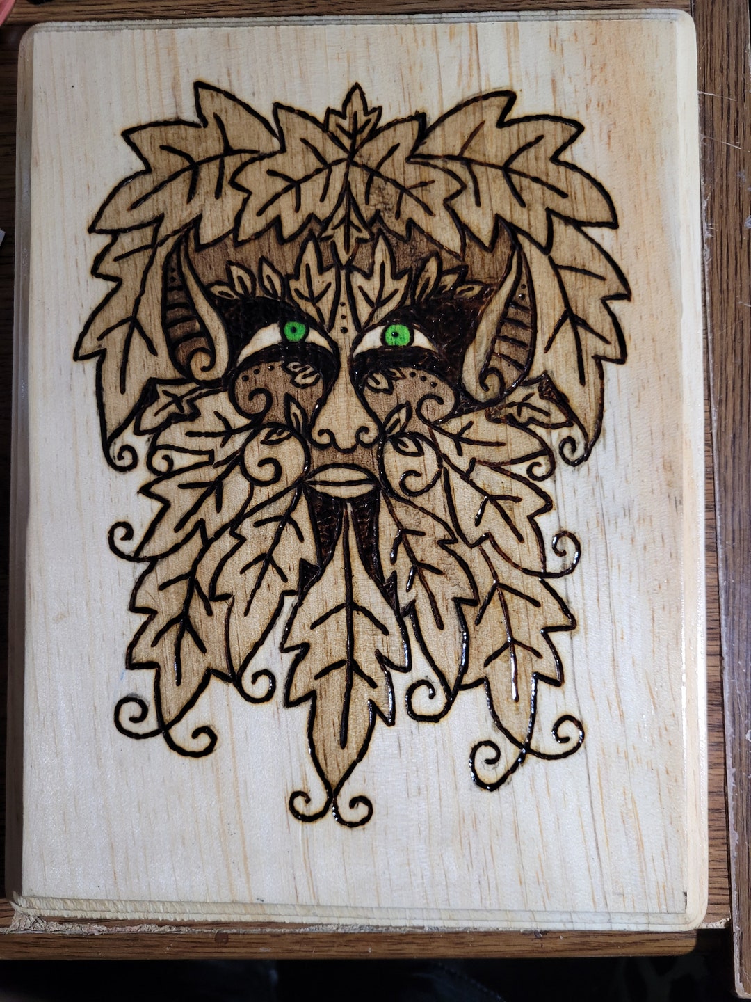 Green Man Elf Plaque Pyrography - Etsy