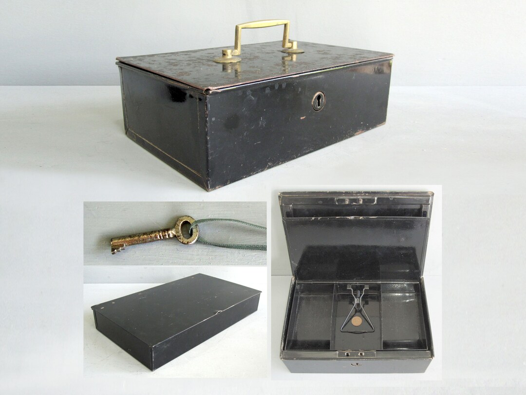 Antique Deed Box With Key and Cash Tray / Vintage Moneybox - Etsy