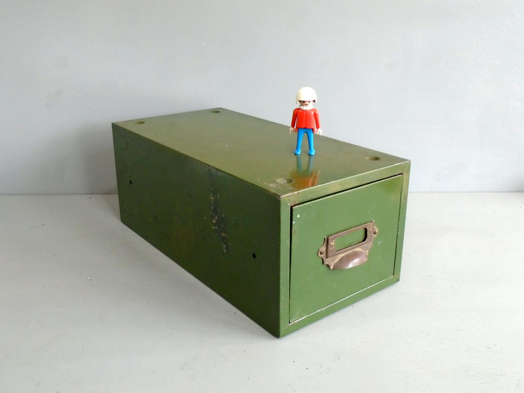 Vintage Metal Card File Box Drawer / Office Desk Supplies - Etsy UK