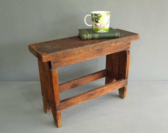 Vintage Narrow Rustic Wooden Stool or Small Table - Etsy UK