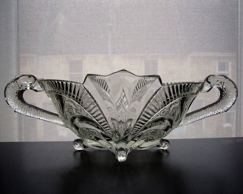 Vintage Art Deco Glass Bowl C 1940s Brockwitz Glass Bowl Etsy