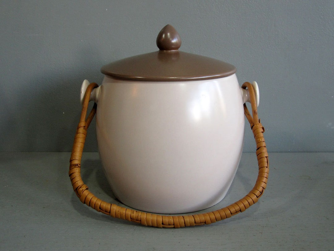 Vintage Poole Pottery Biscuit Jar Twintone Sepia and Mushroom / Mid ...