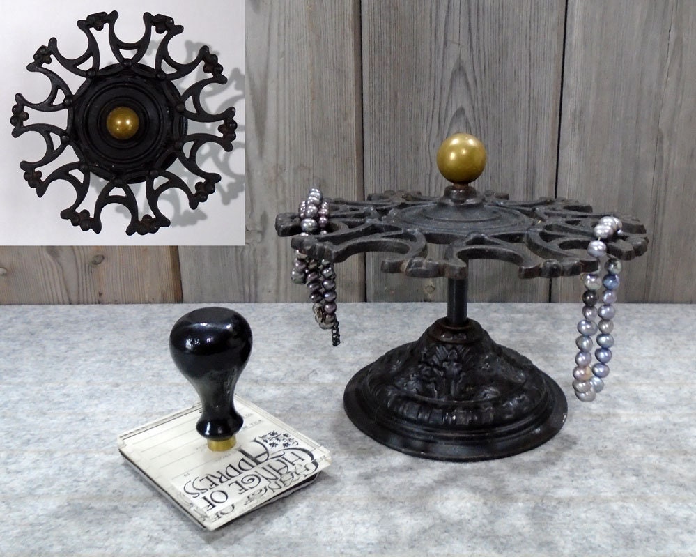 Antique cast iron rubber stamp rack carousel / Vintage office | Etsy