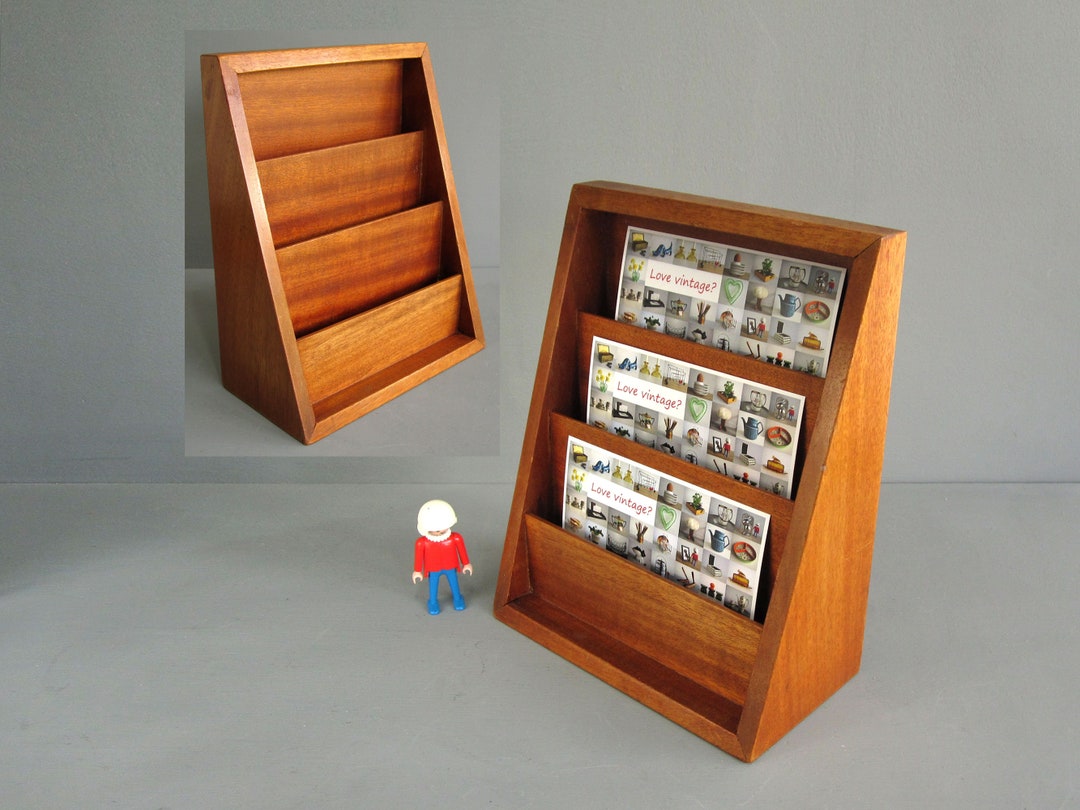 Vintage Mahogany Wood Card Display / Tiered Letter Rack - Etsy