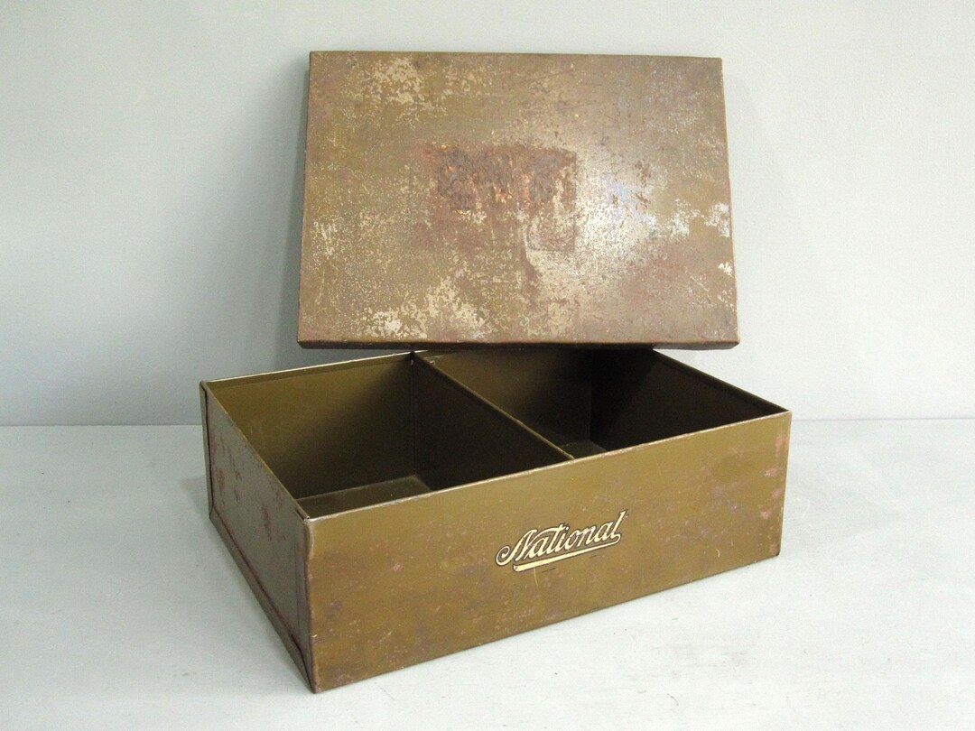 Vintage National Divided Metal Box - Etsy