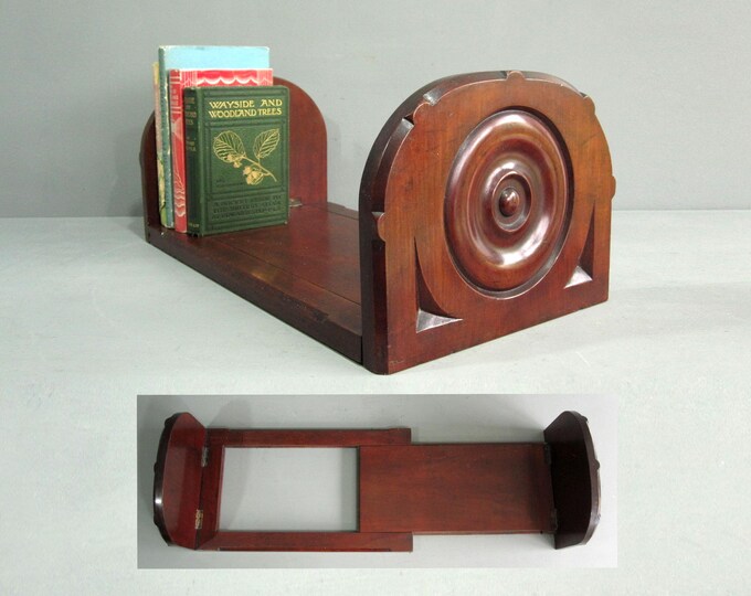 Antique Mahogany Bookslide Expanding and Folding XL / Vintage Wooden ...