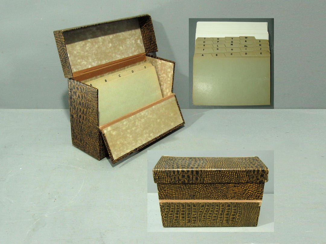 Vintage Card File Box With Dividers and Cards / Office Desk Supplies - Etsy