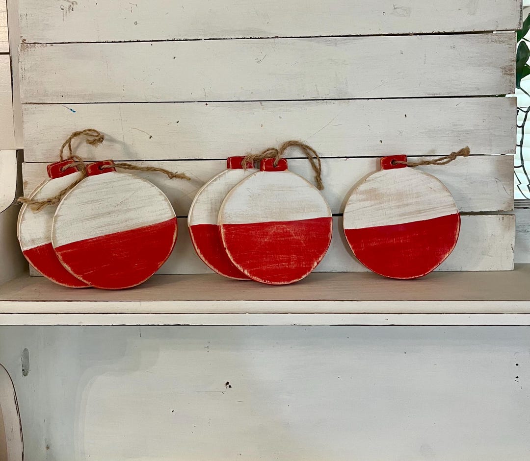 Bobbers Wooden SET of 6 Bobbers Fishing Bobbers Birthday Decor Party ...