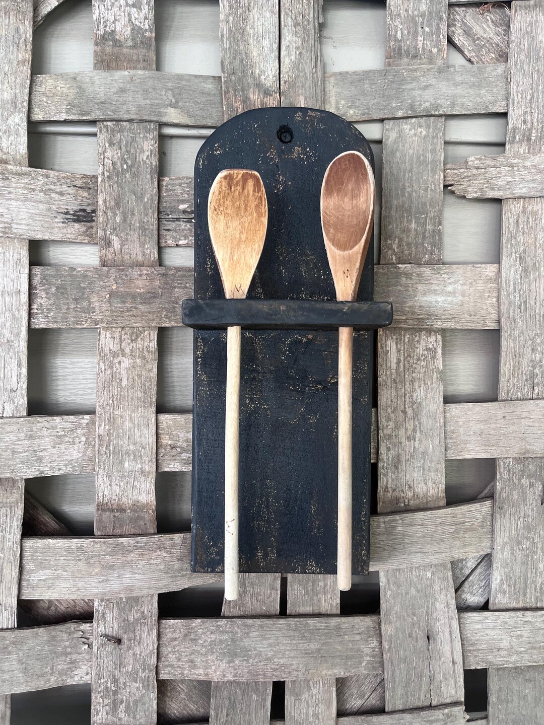 Wood Spoon Rack Primitive Wooden FREE SHIPPING Spoon Holder, Spoon Rest ...