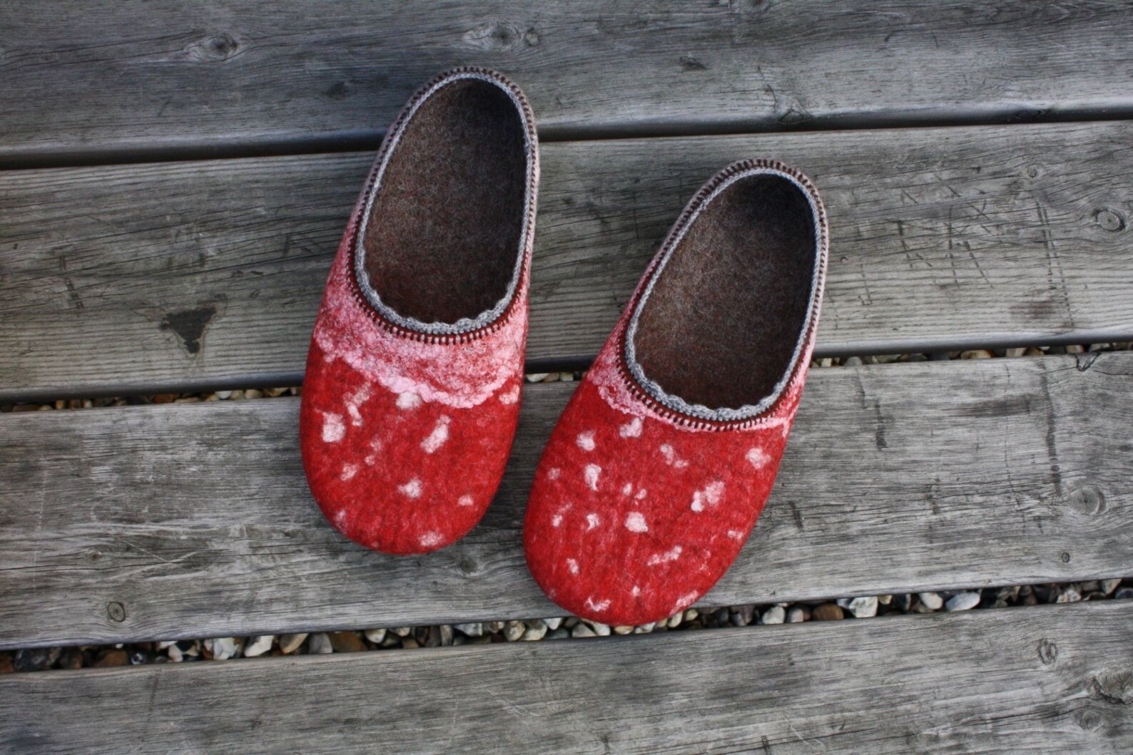 Red Mushroom Slippers. Felt Wool Slippers for Women. Comfort - Etsy