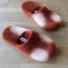 Felted Wool Moo Red Slippers: Handmade Unisex Slip-ons - Etsy Canada