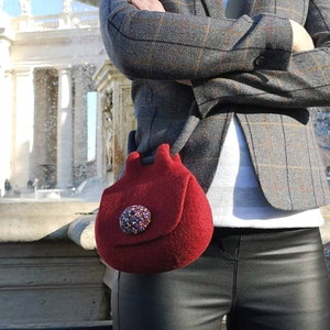 Red Felted Pouch Cross Body Bag. Bespoke Felted Mini Bag. Designer Wool ...