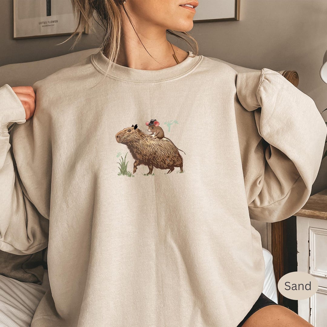 Capybara Sweatshirt | Cute Capybara Crewneck | Vintage Hoodie | Graphic ...