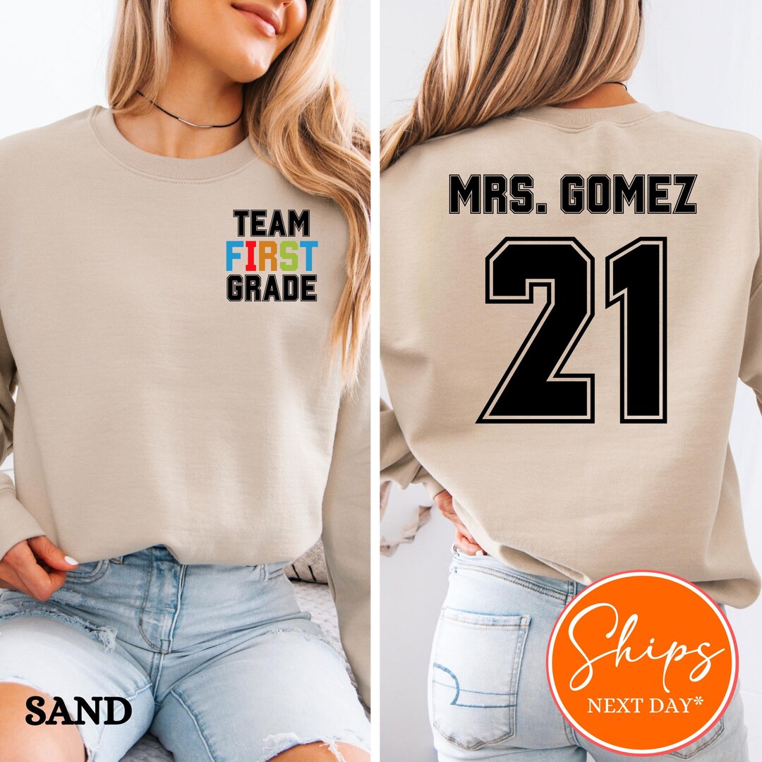 First Grade Teacher Crewneck , First Grade Crewneck, First Day of ...