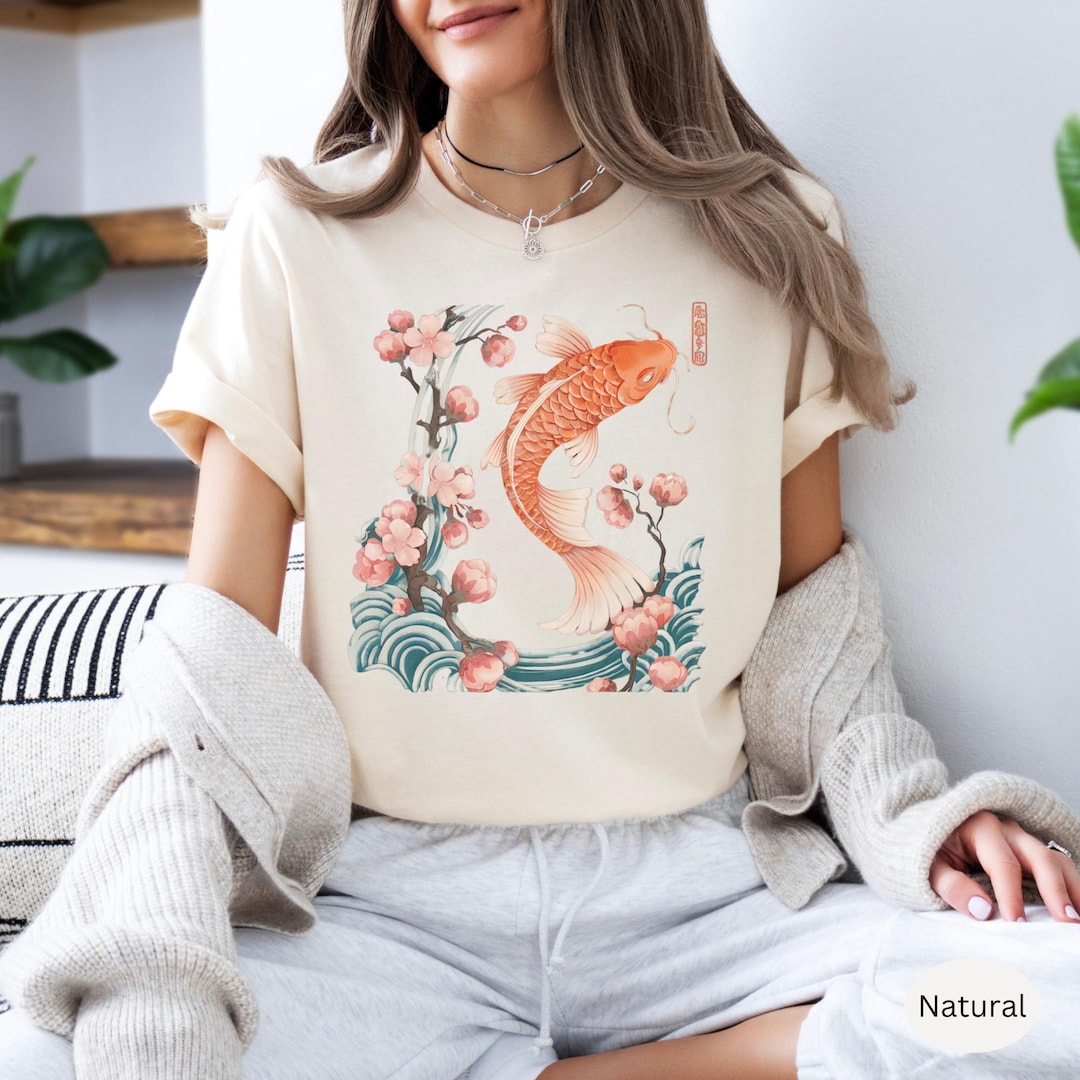 Vintage Japanese Koi Fish Shirt | Asian Animal Top | Fish Lovers Tee ...