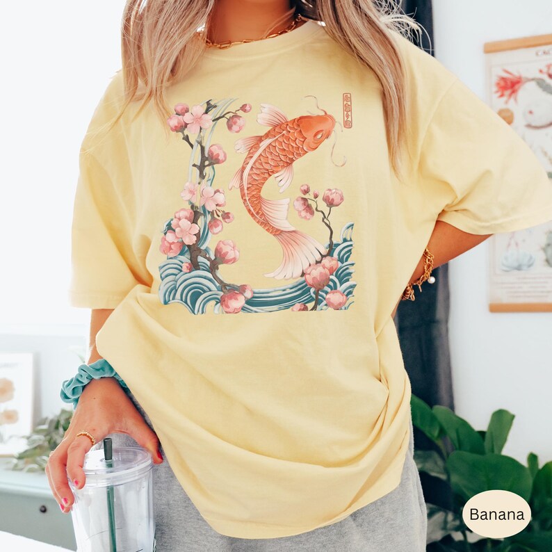 Vintage Japanese Koi Fish Shirt | Asian Animal Top | Fish Lovers Tee ...
