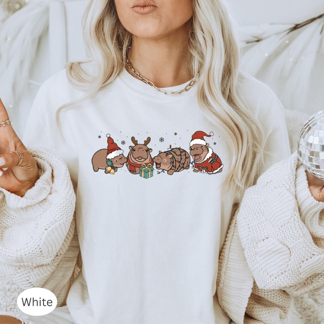 Moo Deng Comfort Colors Shirt Moo Deng Christmas Shirt Baby Pygmy Hippo ...
